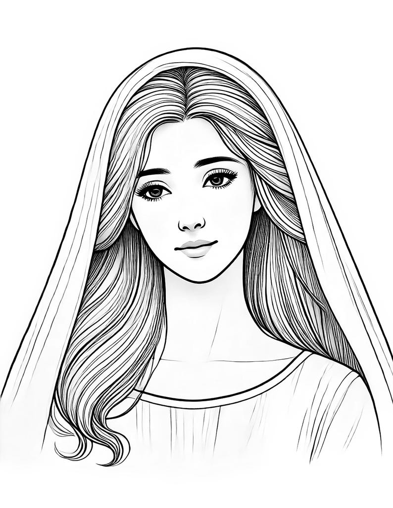 Mary, Mother of Jesus Coloring Page, Christian Christmas Activity ...