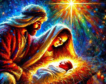 Christian Art Print: "peace on Earth" Nativity Scene Christmas Print ...