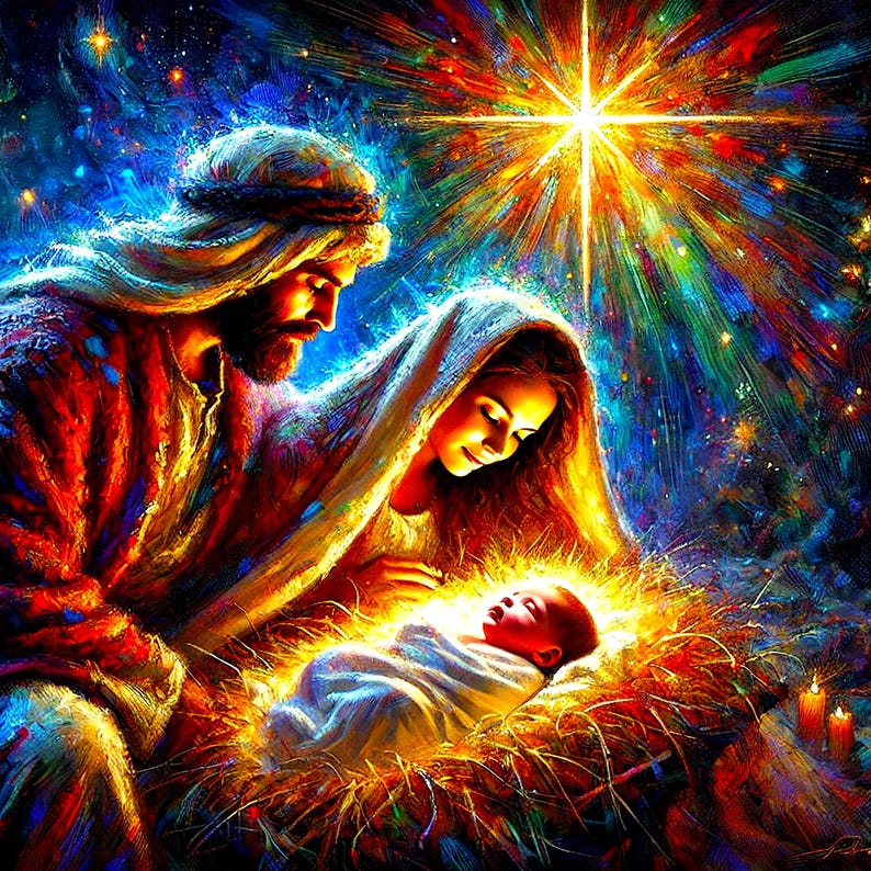 Christian Art Print: Nativity Scene Christmas Print, Digital Download ...