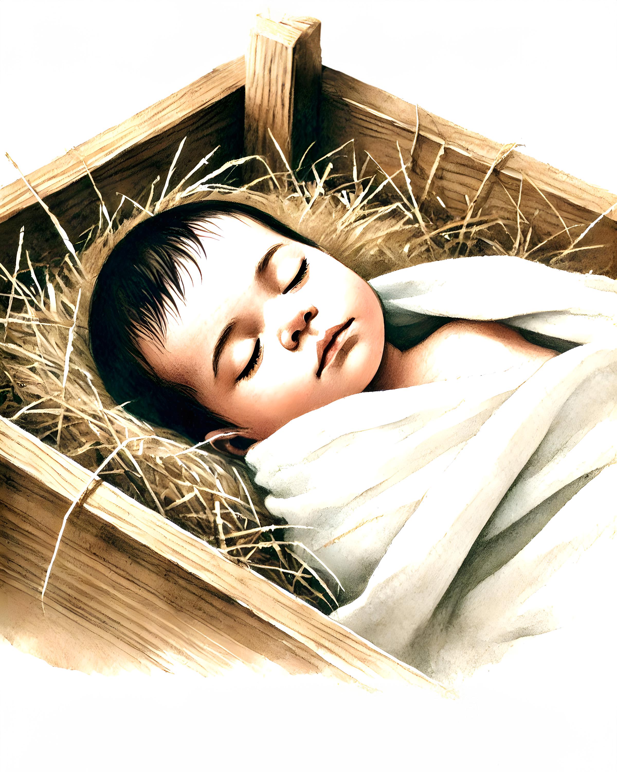 Christian Art: Digital Print of Baby Jesus in the Manger | Christmas ...
