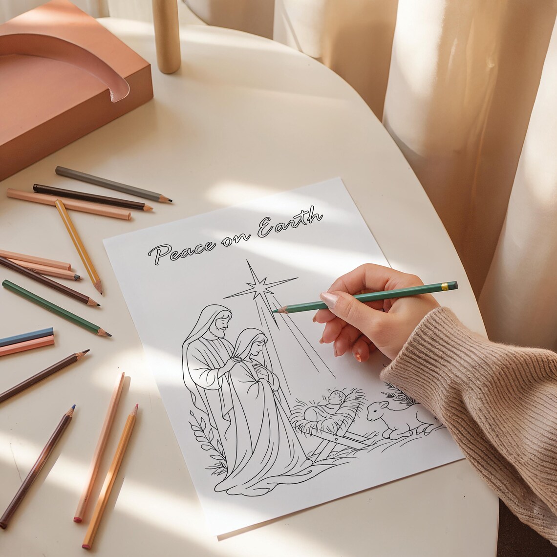 Christian Christmas Coloring Page: Mary Joseph and Jesus - Printable 8 ...