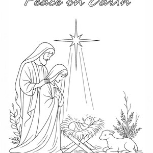 Christian Christmas Coloring Page: Mary Joseph and Jesus - Printable 8 ...
