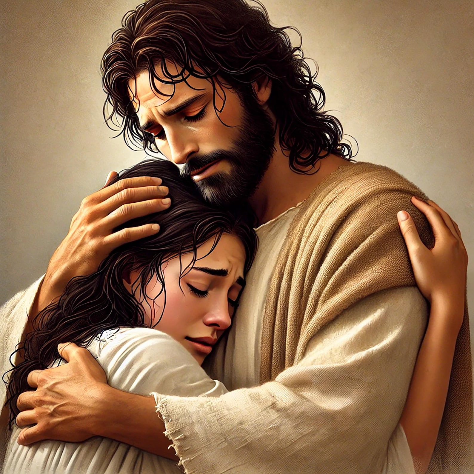 Christian Art "the Savior's Comforting Embrace" Inspirational Digital ...