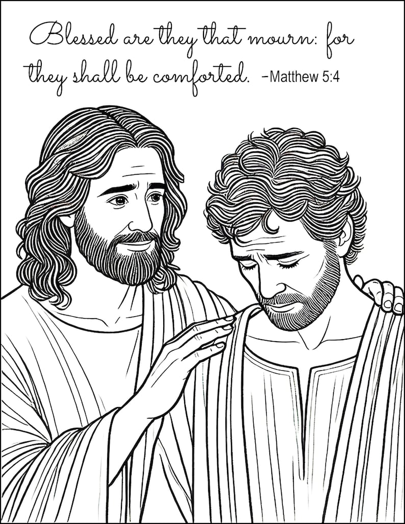 Christian Coloring Page: Jesus Comforting the Mourning - Christian ...