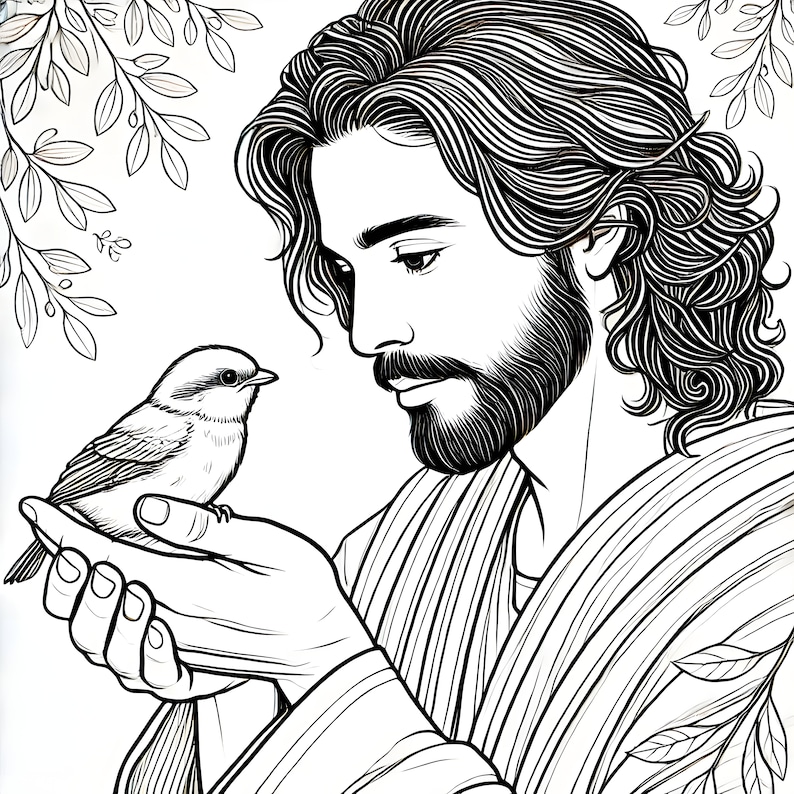 Christian Coloring Page: "jesus and the Sparrow" Coloring Page ...