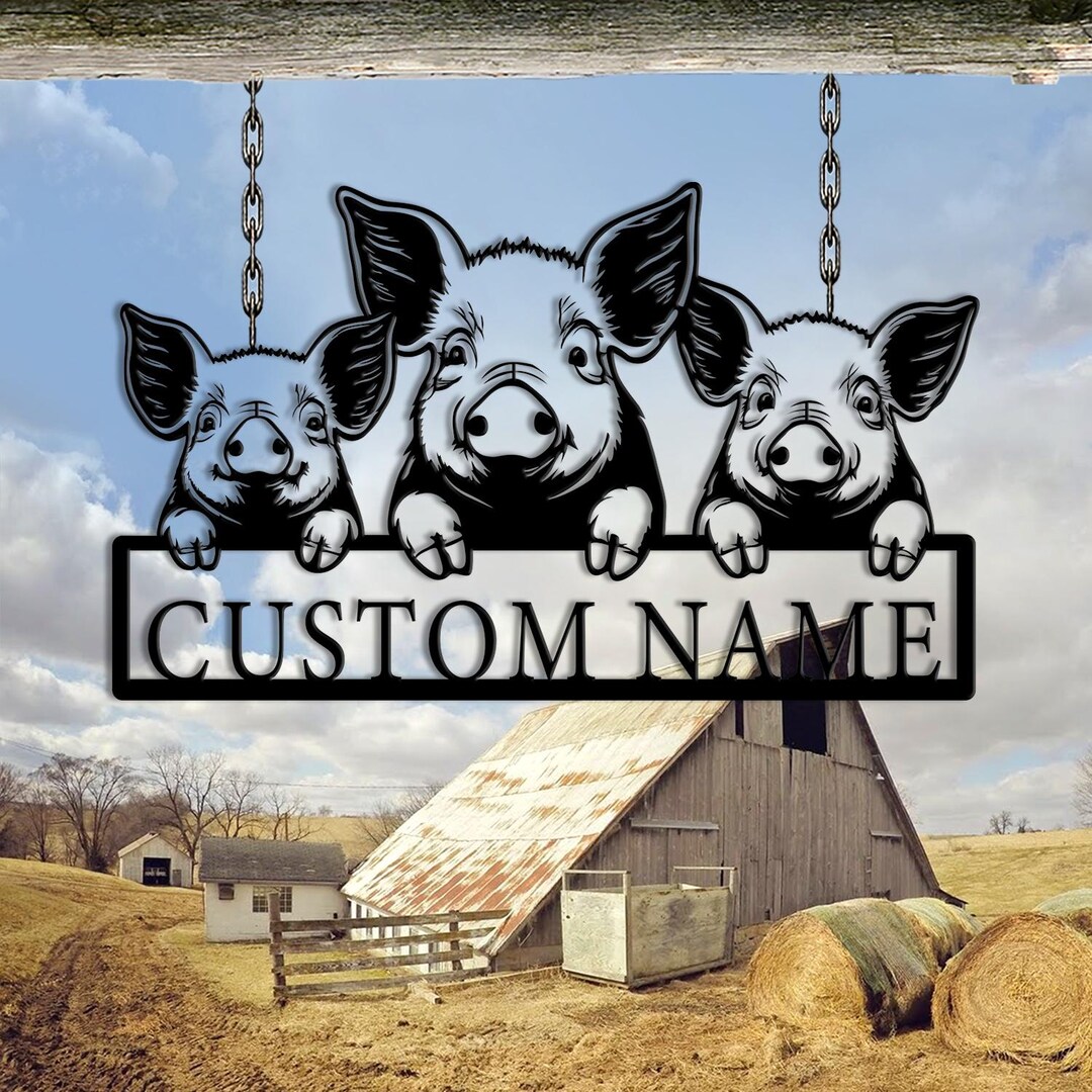 Custom Pig Farm Metal Sign, Personalized Pig Farm Wall Art, Pig Farm ...