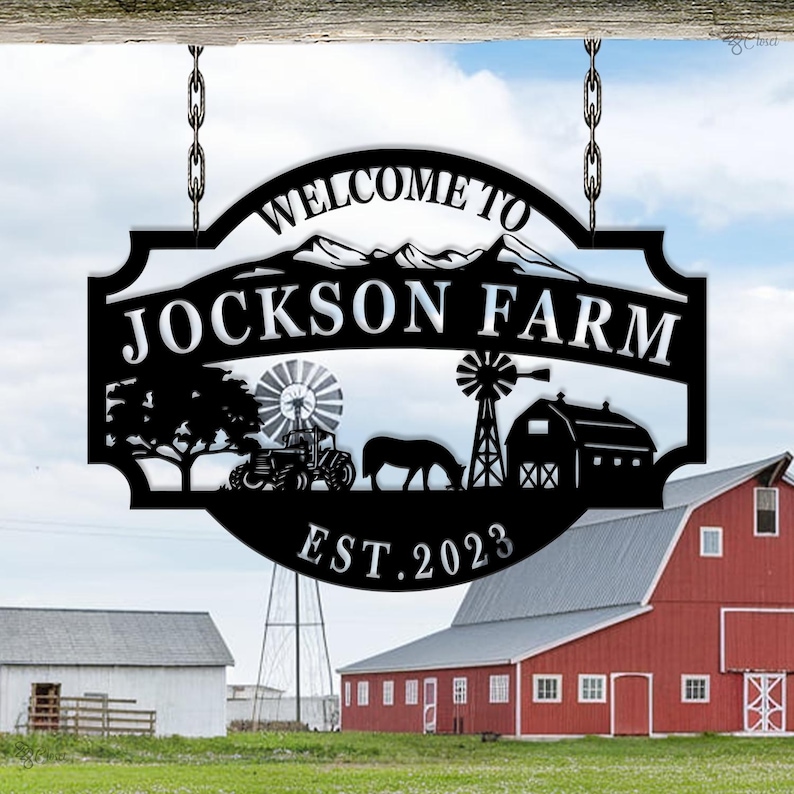 Custom Farm Sign, Personalized Metal Tractor Barn, Gift for Farm ...
