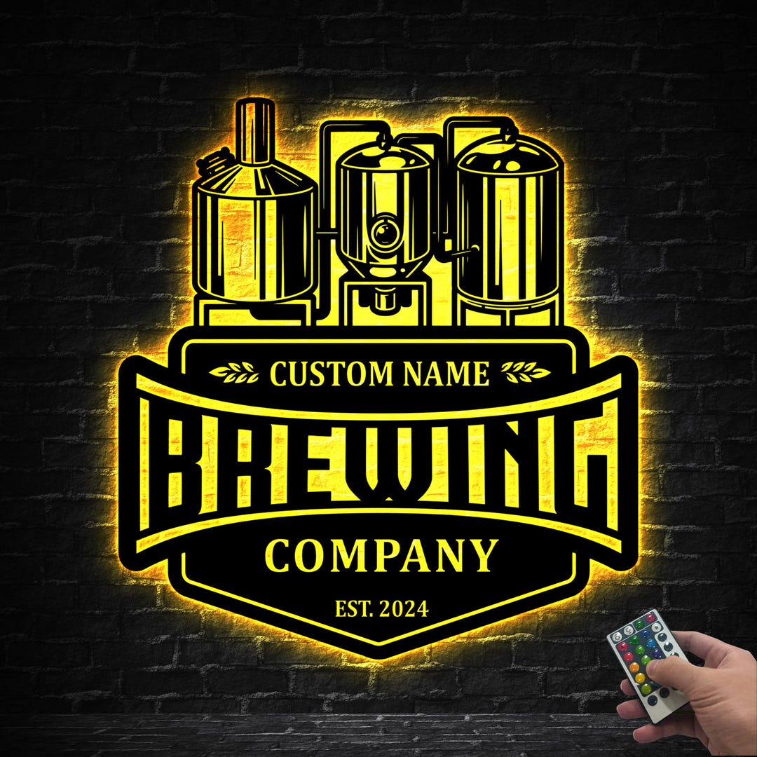 Custom Metal Homebrewing Sign Led Lights, Home Brewing Bar Sign Home ...