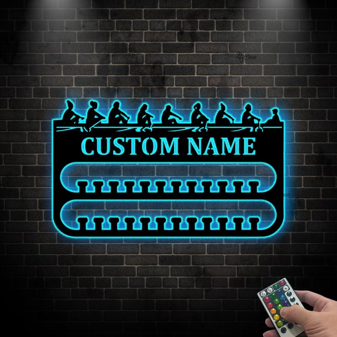 Custom Rowing Medal Hanger Led Light, Water Sports Rowing Team Gift ...