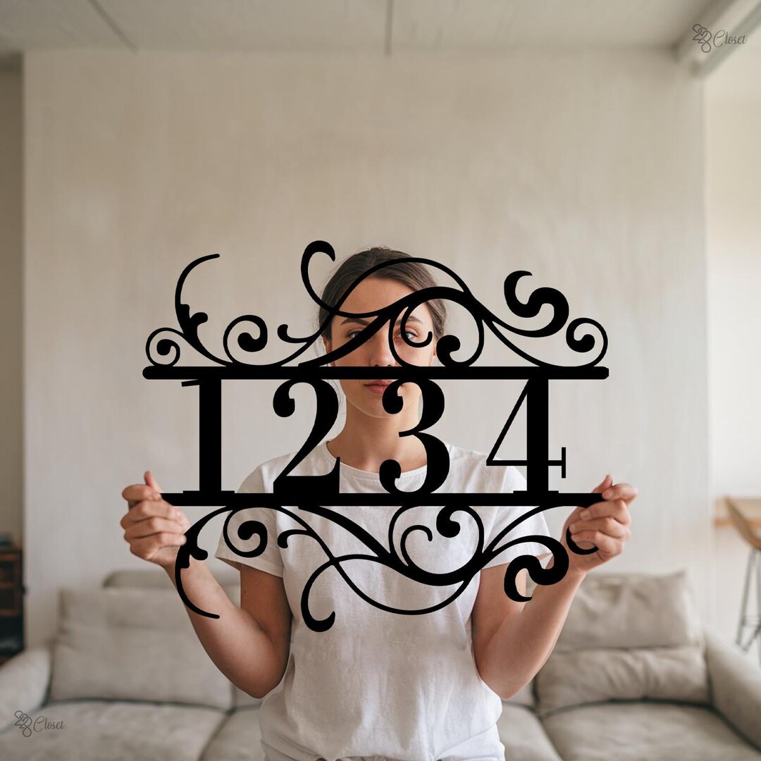 Custom House Number Sign, Elegant Metal Address Wall, Style Address ...