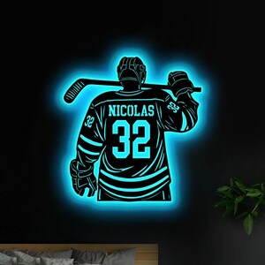 Personalized Hockey Metal Wall Art LED Light,hockey Metal Sign, Hockey ...