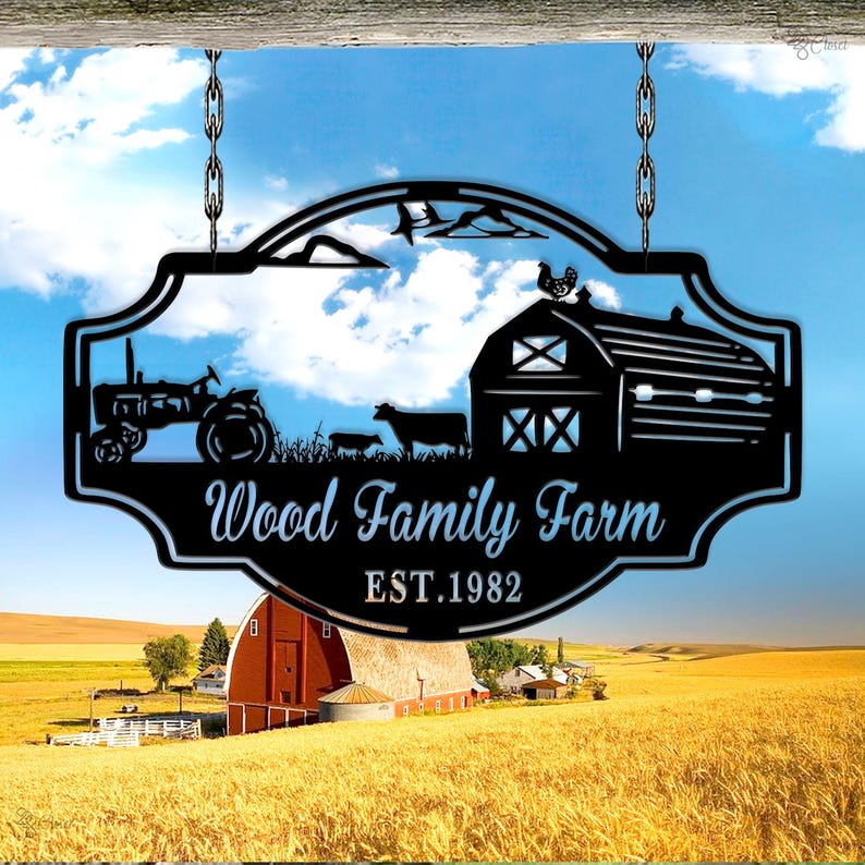 Custom Farm Sign, Personalized Metal Tractor Barn, Gift for Farm ...