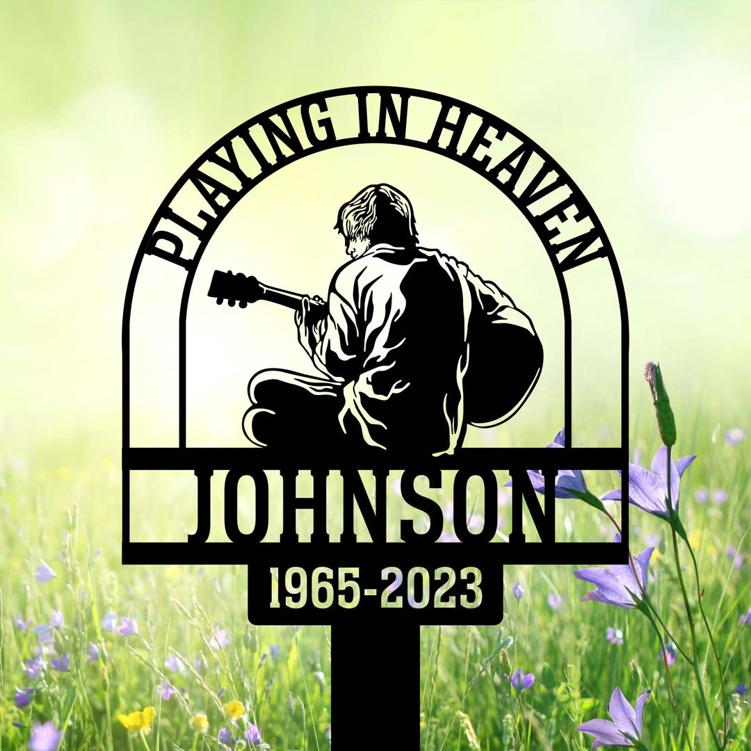 Personalized Man Playing Guitar Memorial Guitarist Memorial Stake ...