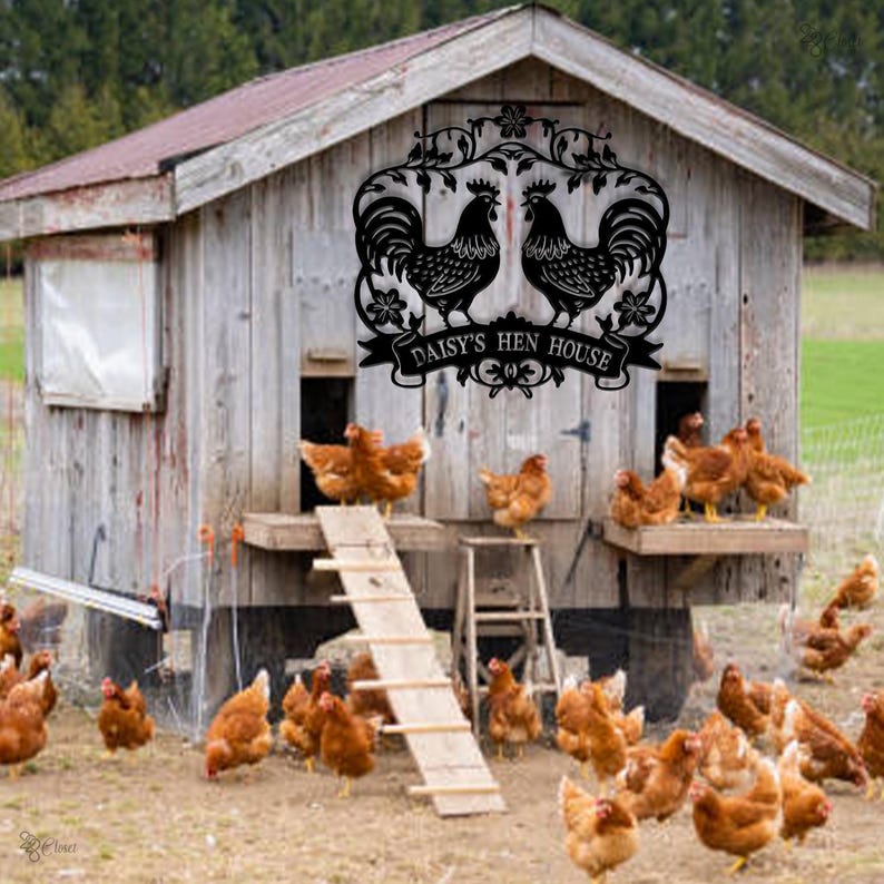 Personalized Metal Chicken Name Sign, Garden Decor, Outdoor Large Sign ...