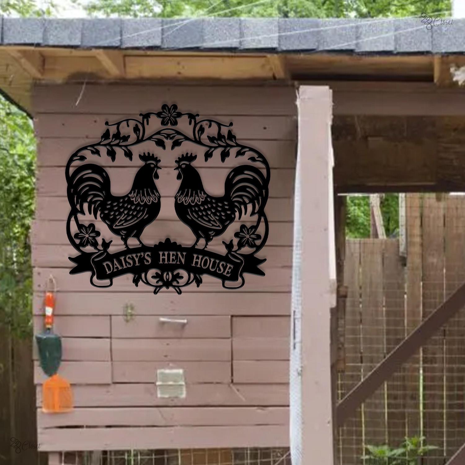 Personalized Metal Chicken Name Sign, Garden Decor, Outdoor Large Sign ...