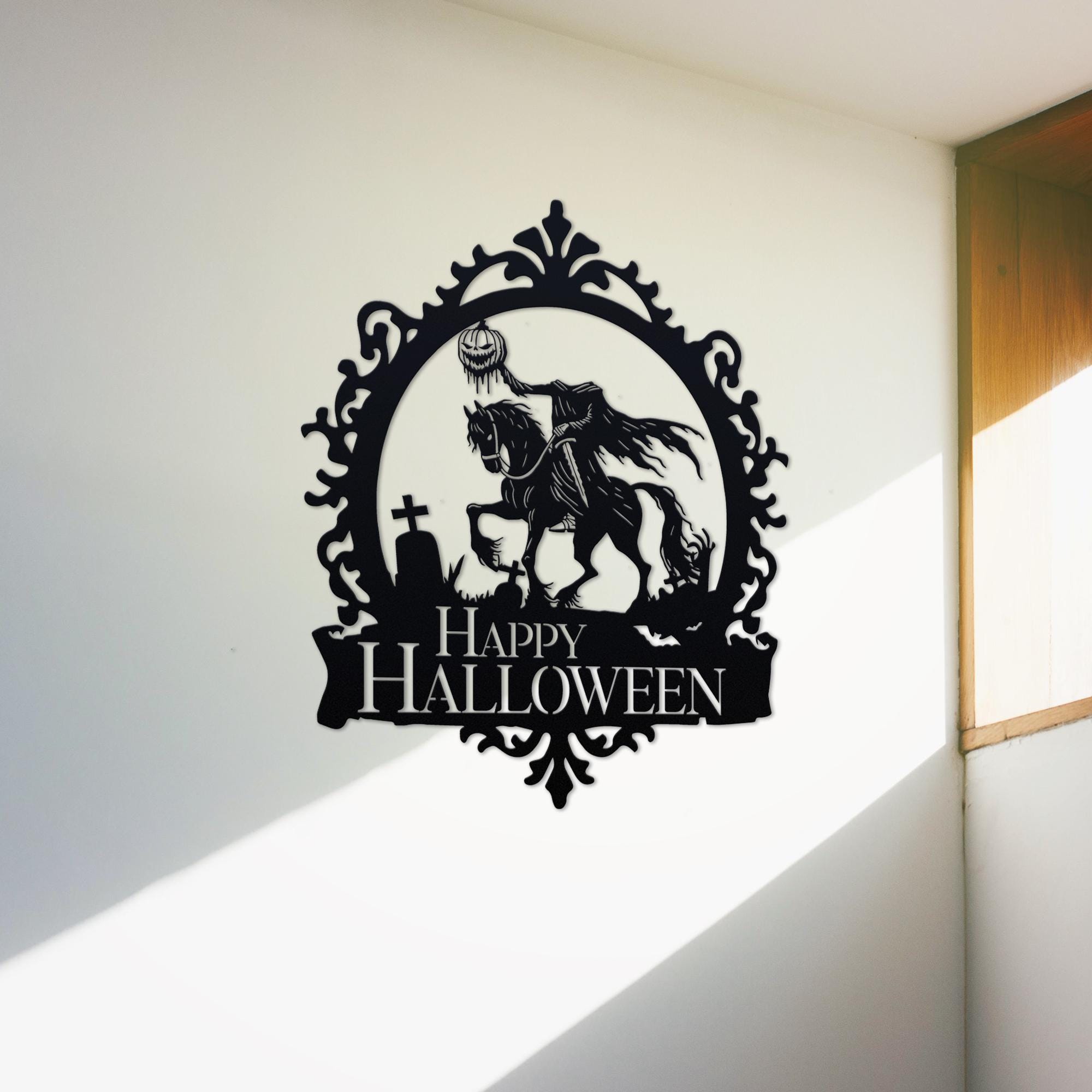 Metal Halloween Headless Horseman Sign Led Light,happy Halloween Metal ...
