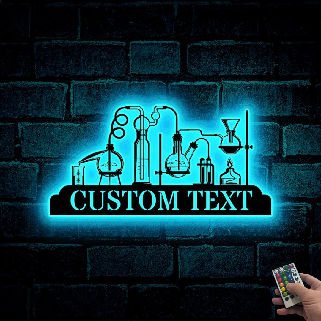 Personalized Chemistry Teacher Metal Sign Led, Chemist Name Sign ...
