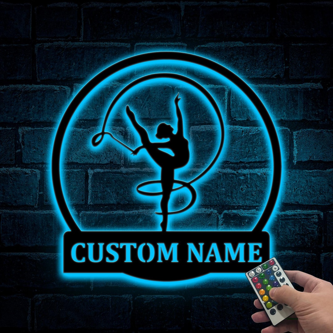 Custom Gymnastics Metal Sign Led Lights, Gymnastics Sign, Personalized ...