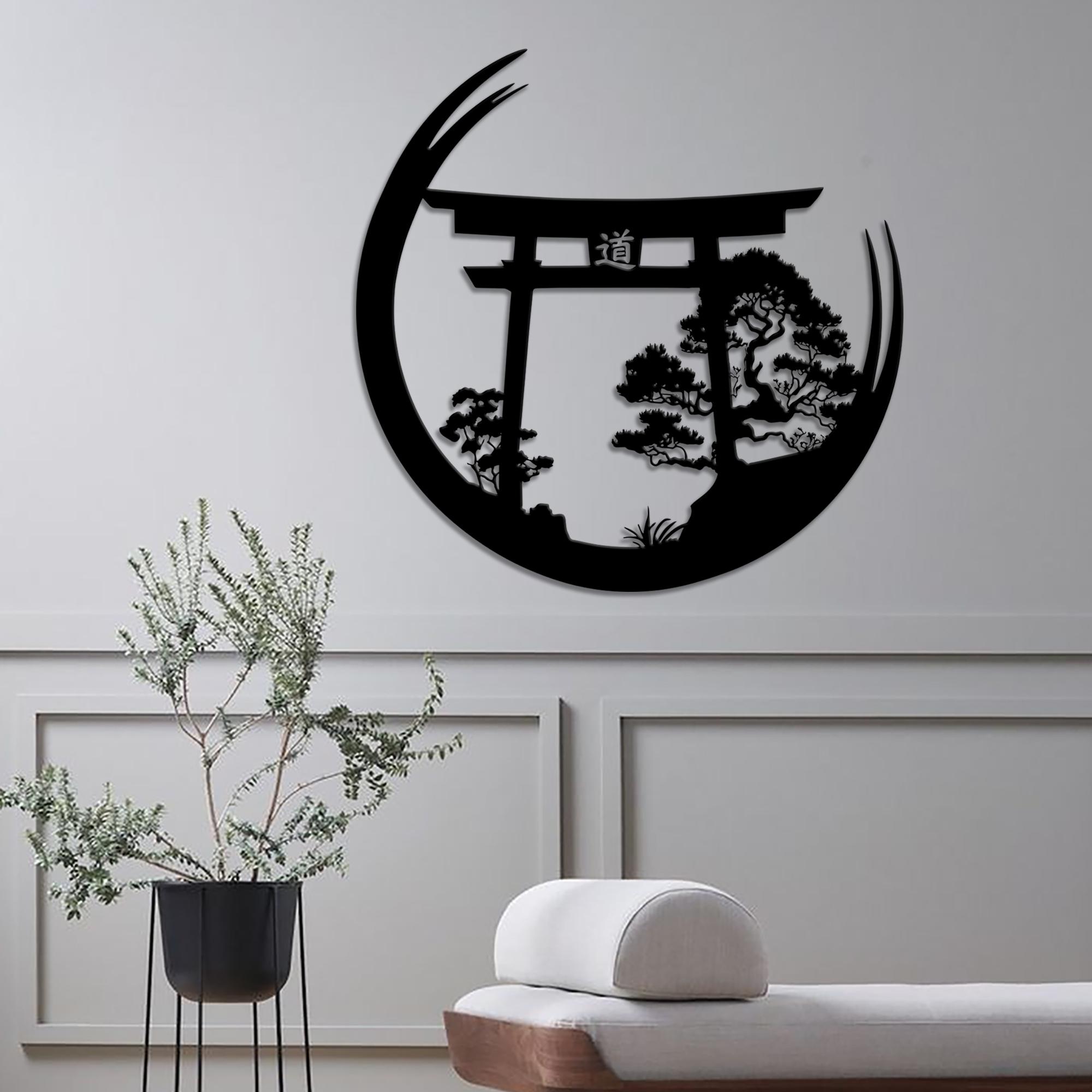 Tori Gate Art Bonsai Tree Metal Wall Art Tori Gate Metal Sign, Bonsai ...