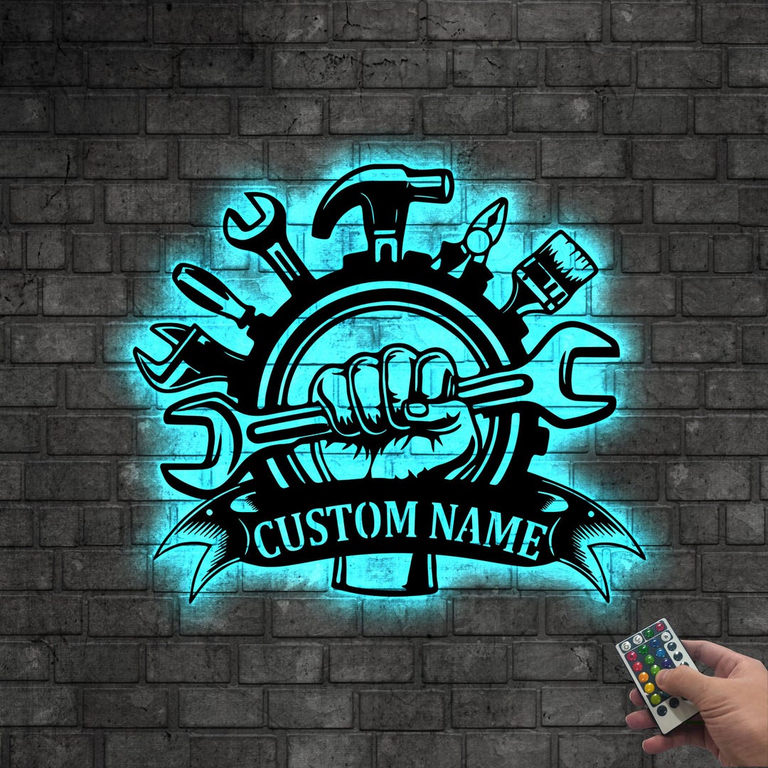Custom Wrench Mechanic Metal Wall Art With LED Lights, Personalized ... Custom Wrench Mechanic Metal Wall Art With LED Lights, Personalized ...