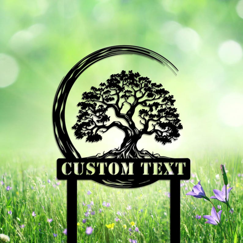 Custom Tree Memorial Plaque Marker, Metal Tree Garden Sign ...