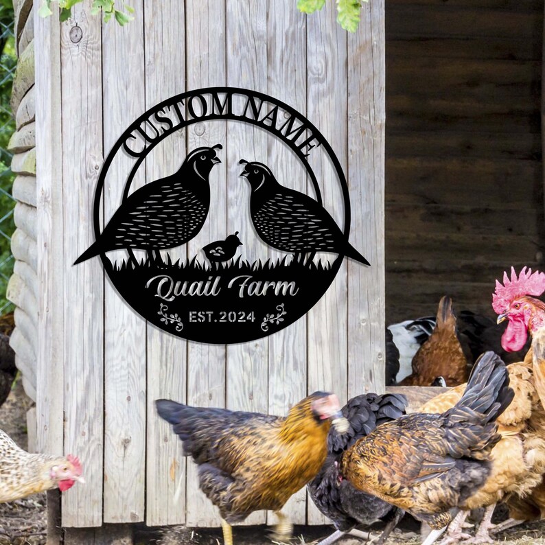 Personalized Quail Metal Wall Art, Quail Ranch Name Sign, Custom Quail ...