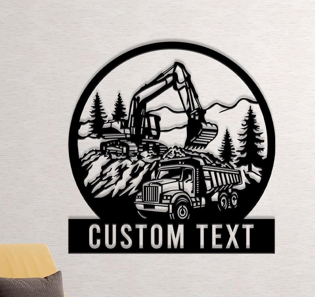 Personalized Excavator Driver Metal Sign, Custom Excavator Name Sign ...
