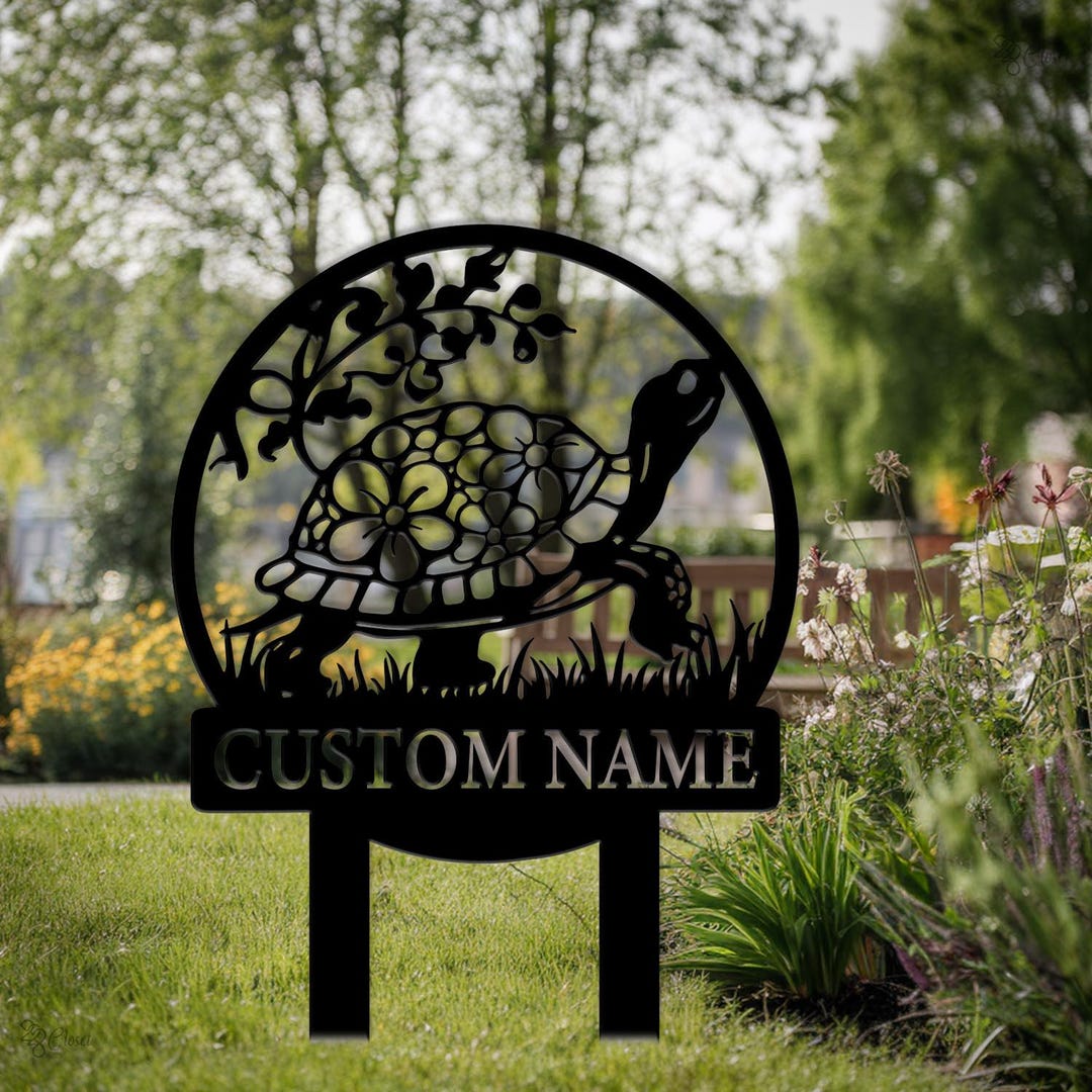 Custom Turtle Garden Stake, Floral Tortoise Art, Floral Turtle Yard ...
