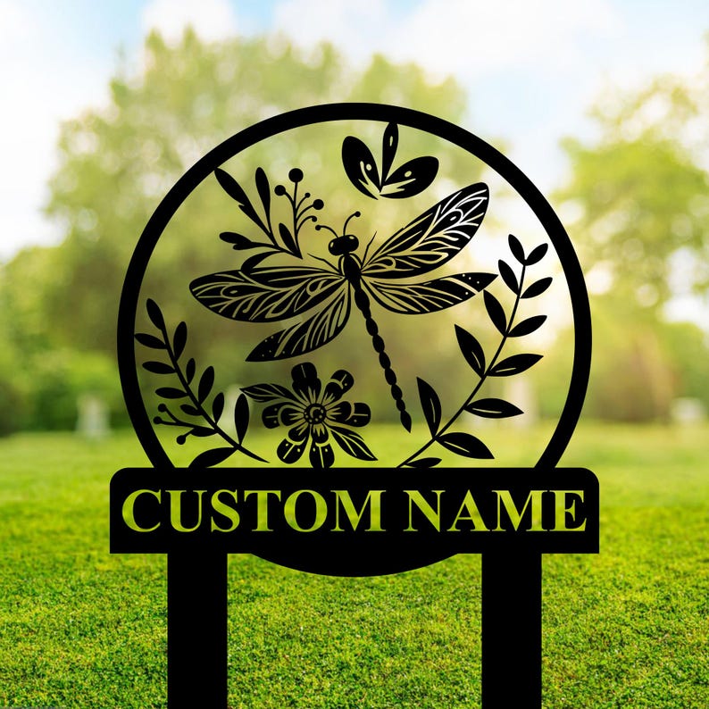 Personalized Dragonfly Garden Sign, ,metal Dragonfly Garden Stake ...