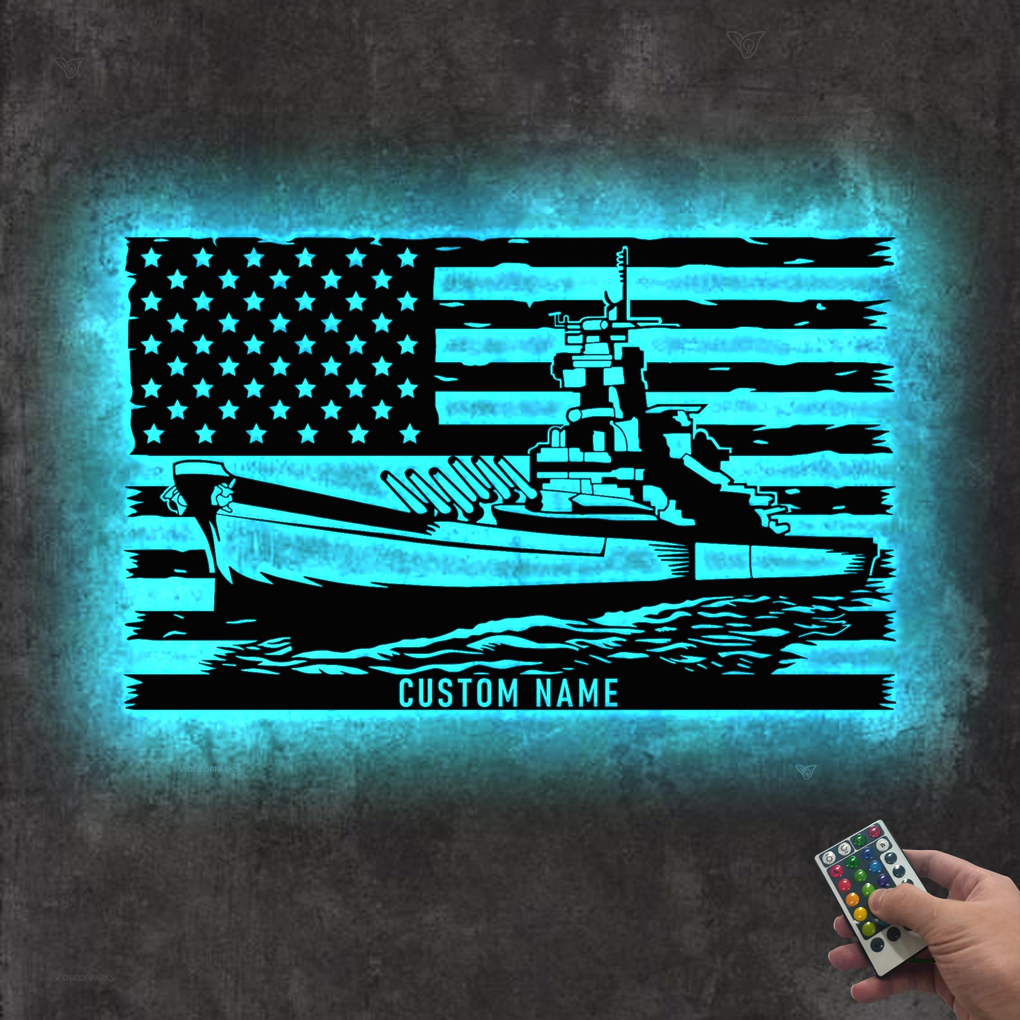 Custom US Navy Ships Metal Sign Led, Battleship Wall Decor Navy ...