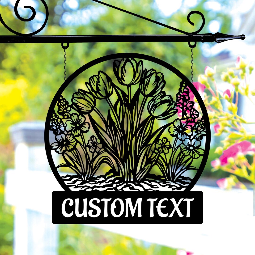 Personalized Tulip Flowers Metal Sign Wall Art, Custom Tulip Garden ...