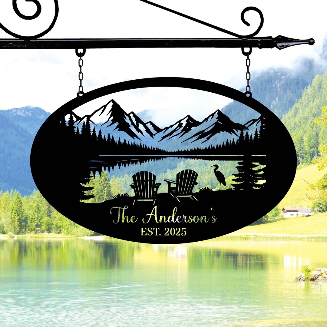 Personalized Lake House Metal Signs, Lake House Name Sign Mountain ...