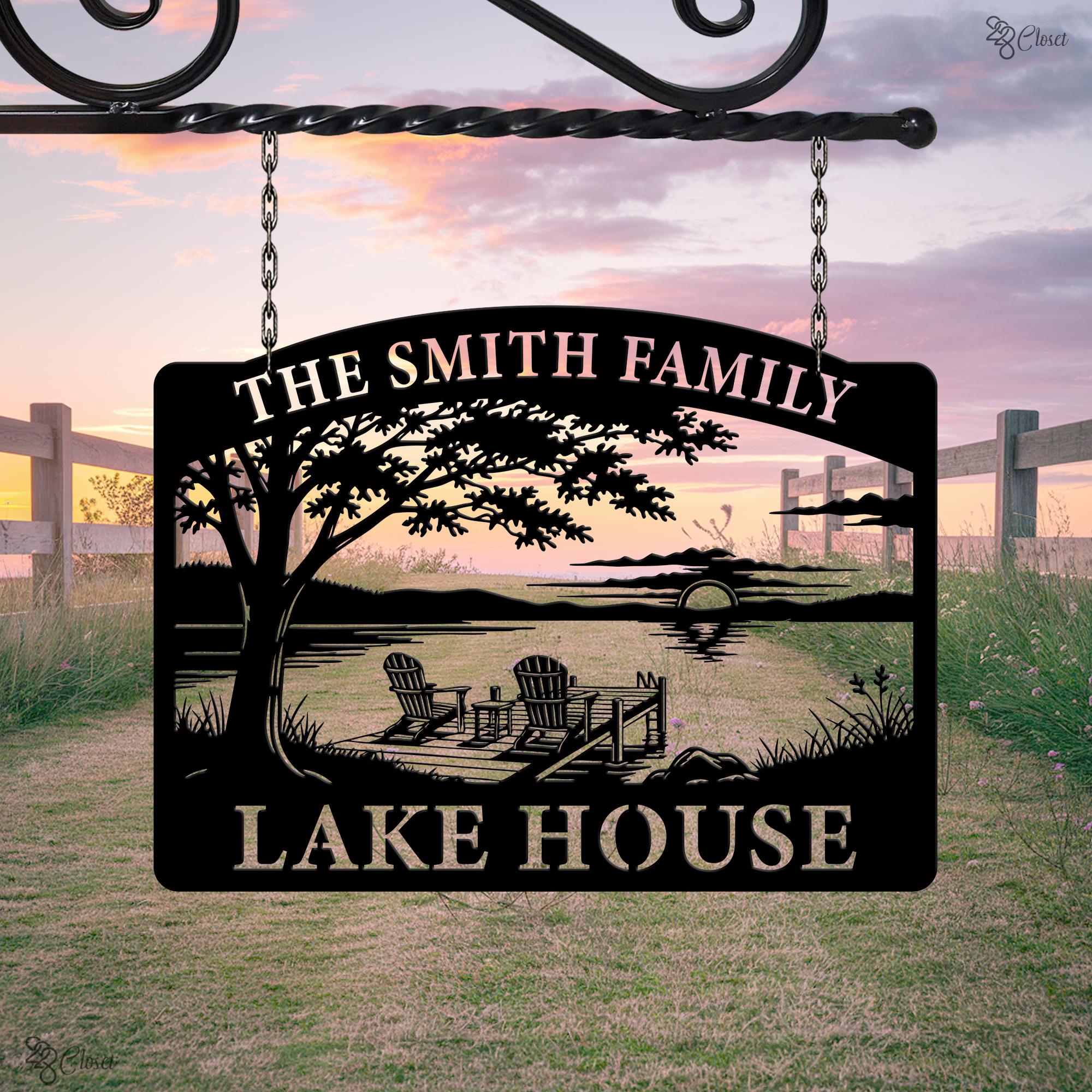 Personalized Lake House Metal, Custom Family Name Outdoor Decor, Lake ...