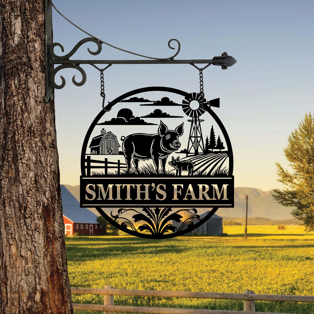 Personalized Pig Farm Metal Sign, Custom Pig Metal, Pig Farm Sign ...