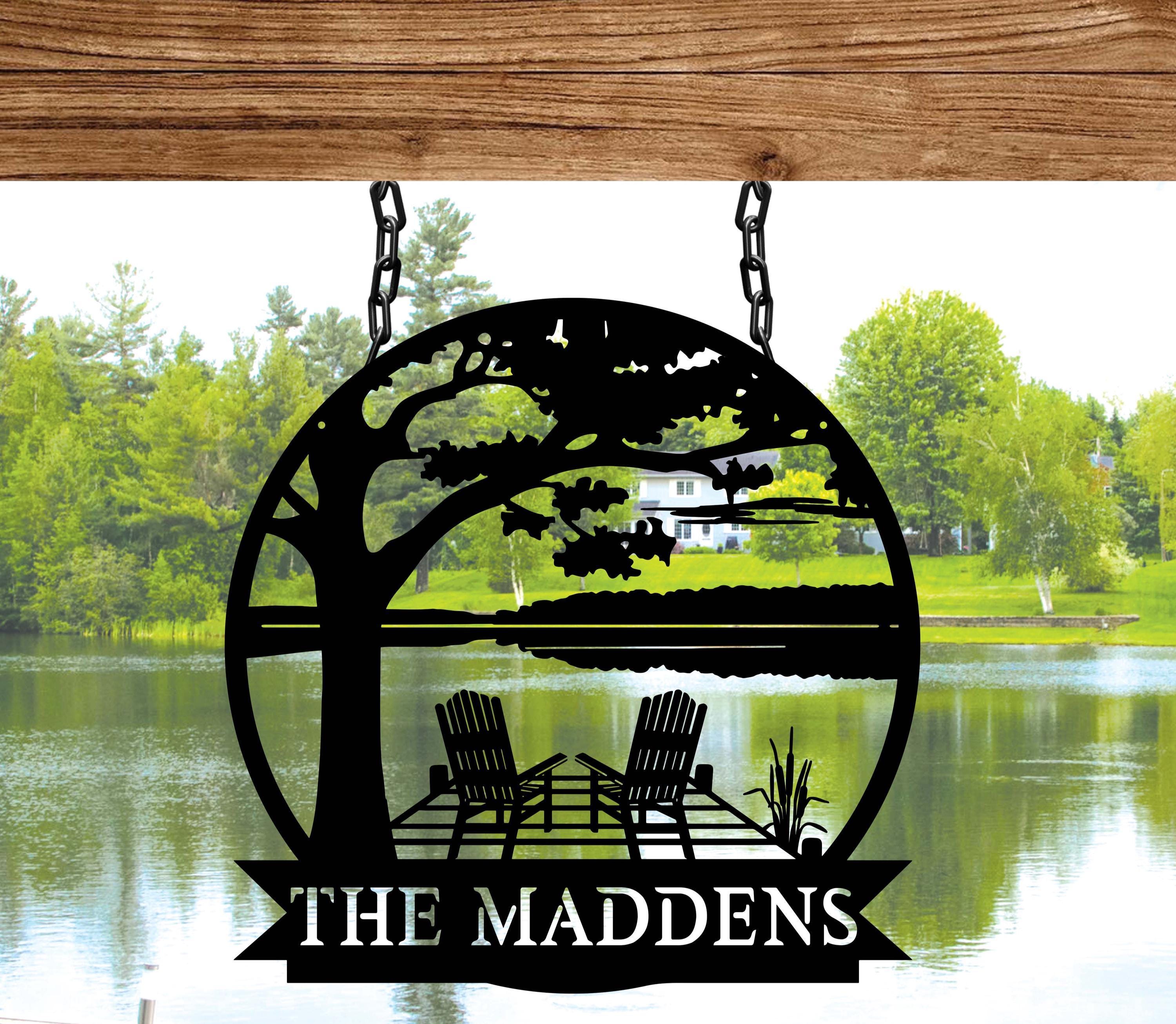 Custom Lake House Sign, Lake Scene Metal, Personalized Lake House Decor ...