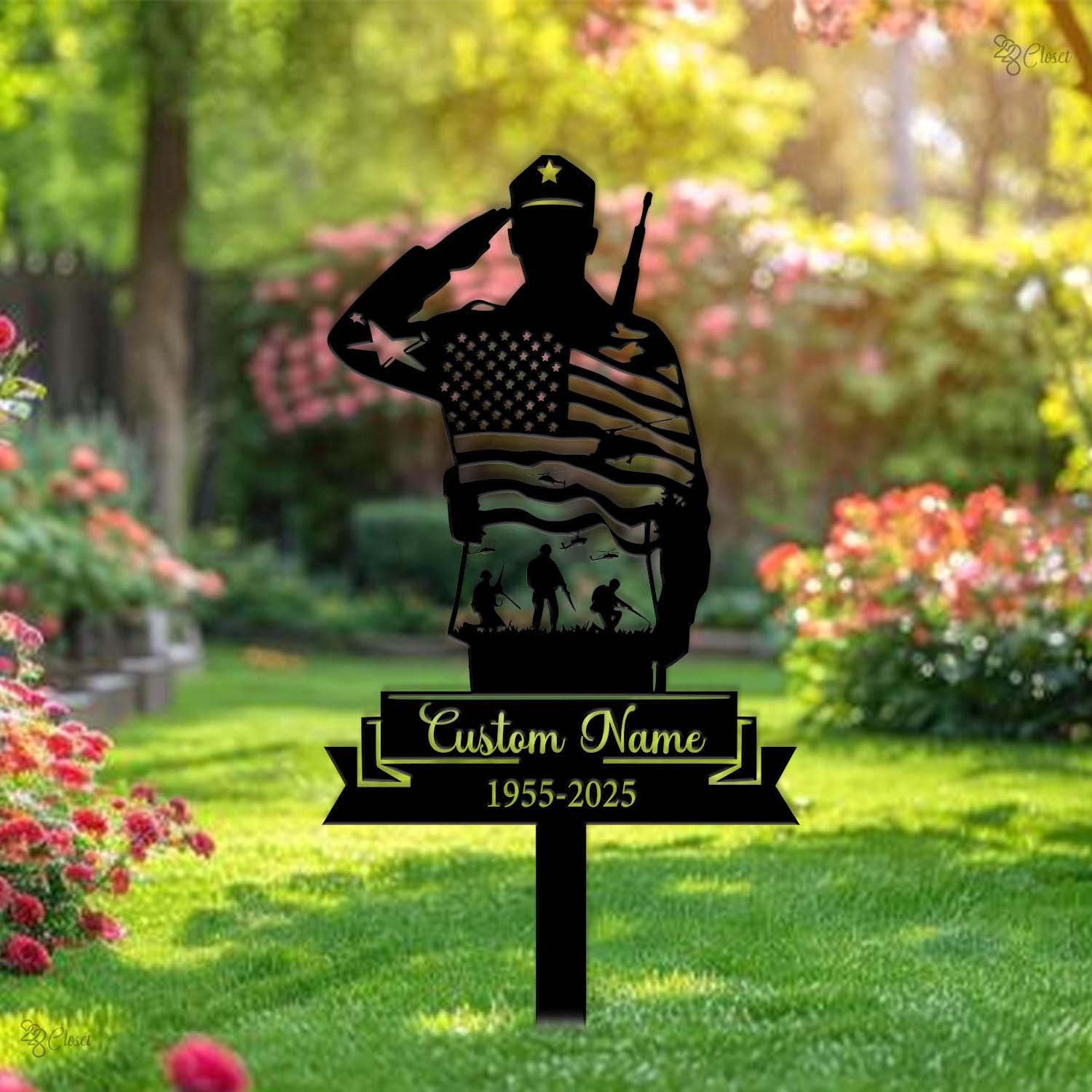 Custom Military Memorial Sign, Veteran Grave Marker, Custom Memorial ...