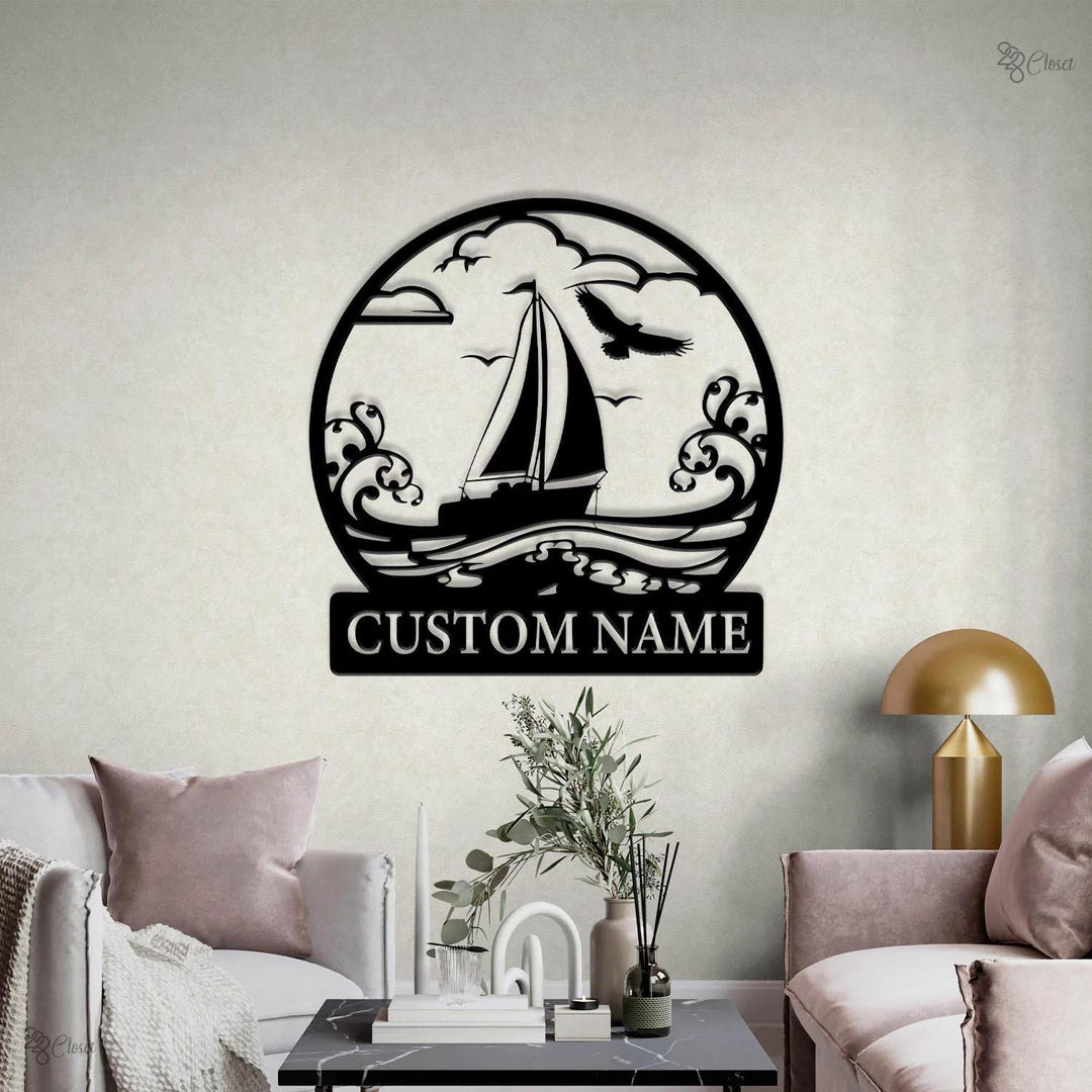 Custom Sailboat Metal Sign, Nautical Metal Wall Art, Beach House Sign ...