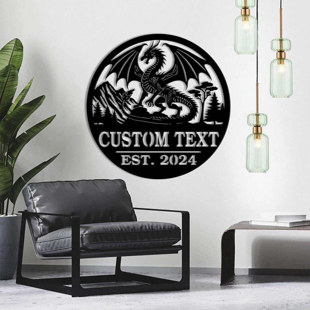 Personalized Dragon Metal Sign, Dragon Home Decor, Custom Dragon Lover ...