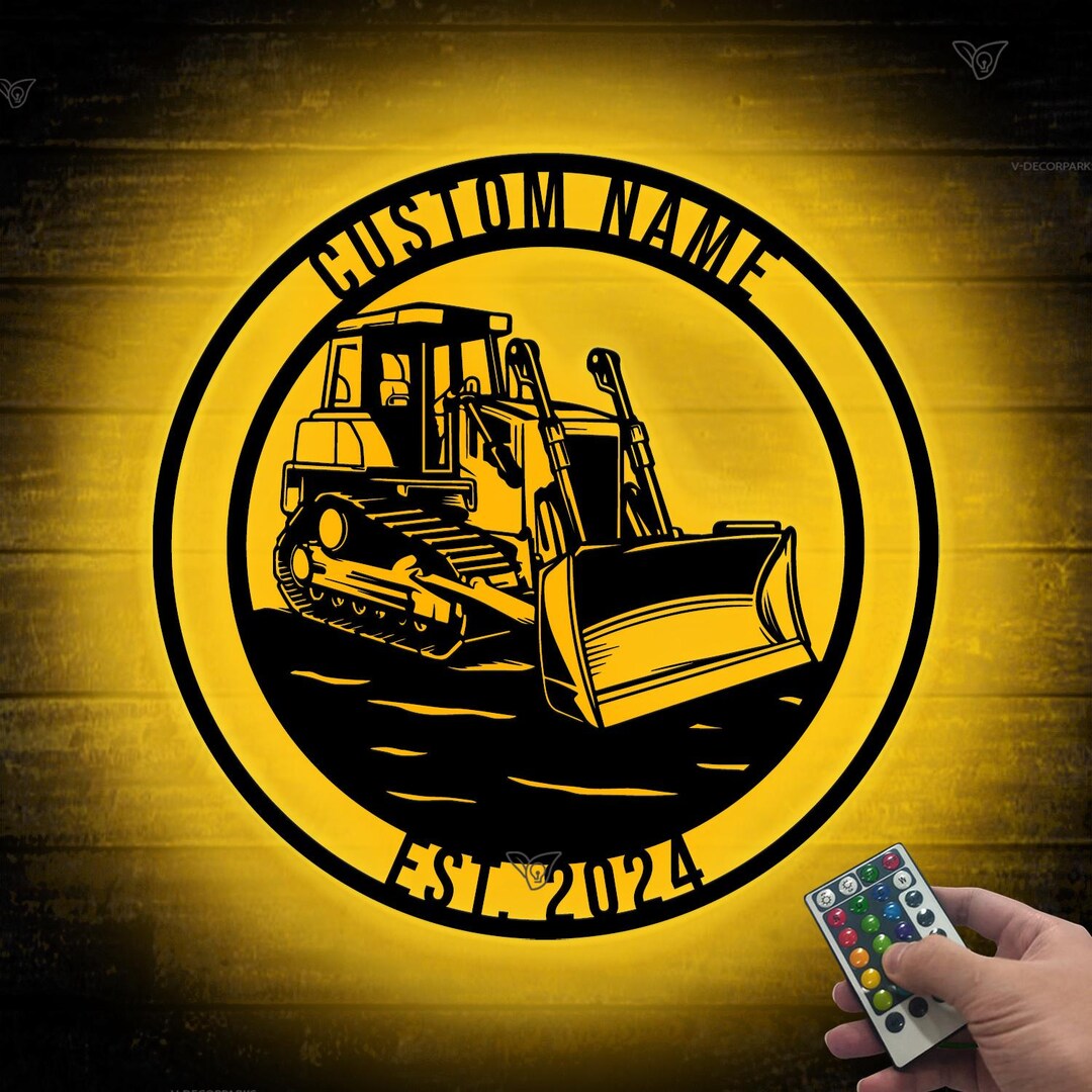 Personalized Bulldozer Name Metal Sign Led Light,bulldozer Operator ...