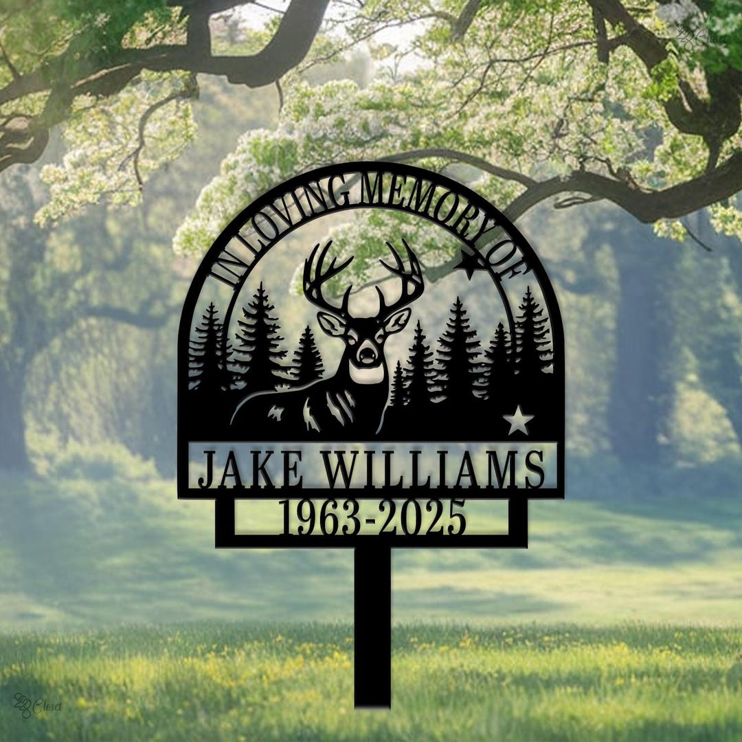 Custom Deer Memorial Sign, Deer Forest Memorial Marker, Memory Sign for ...