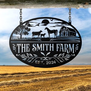 Custom Farmhouse Metal Sign Wall Art, Personalized Metal Farm Sign ...