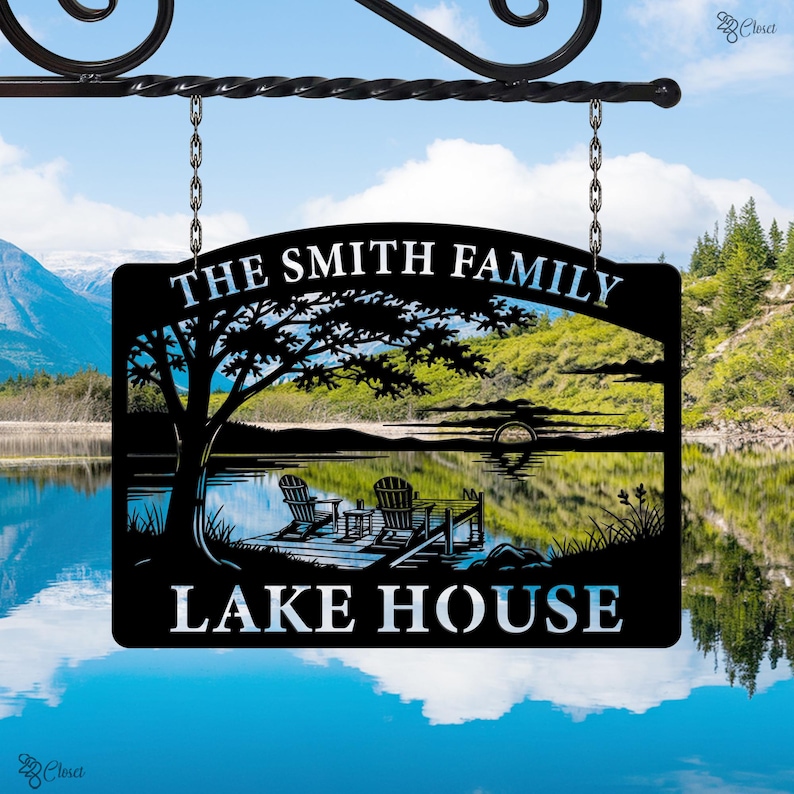 Personalized Lake House Metal, Custom Family Name Outdoor Decor, Lake ...