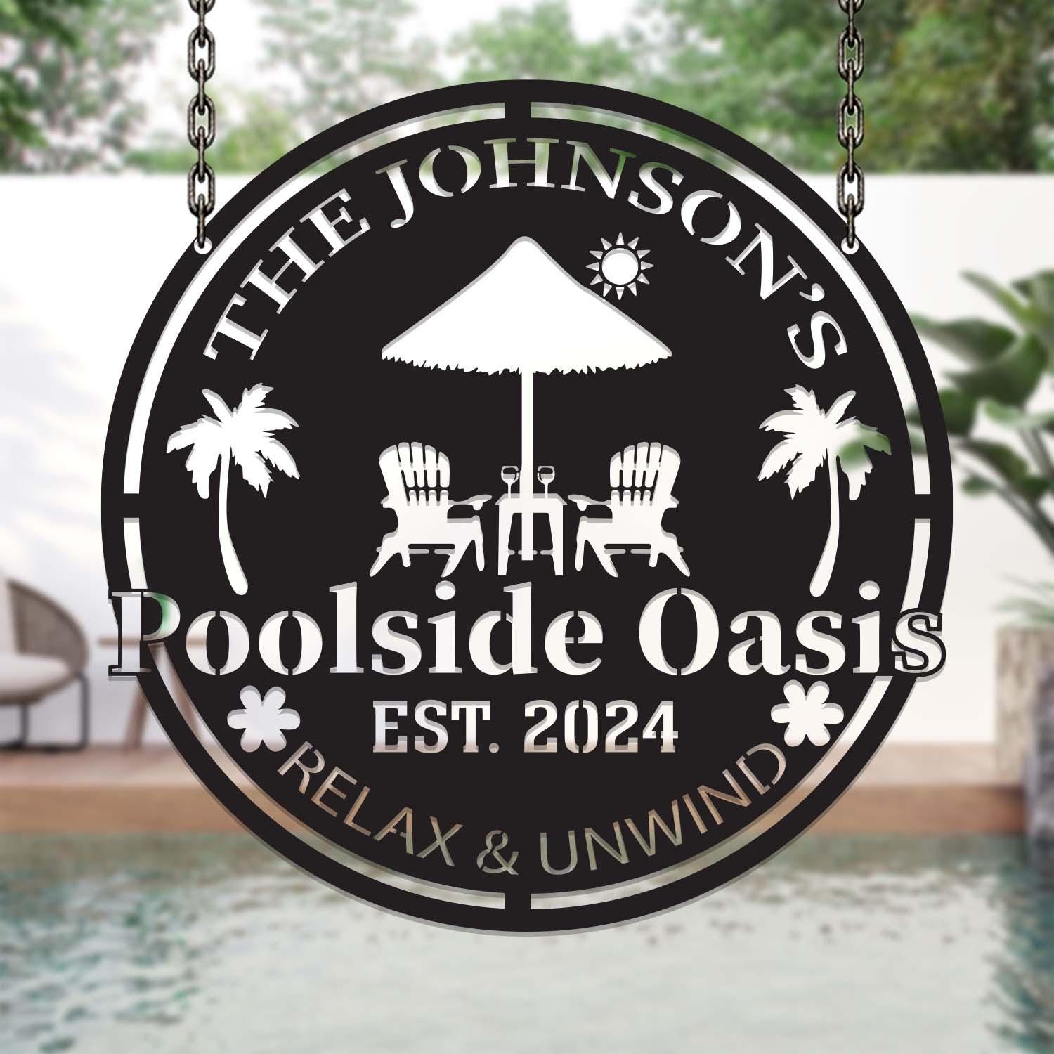 Custom Backyard Sign, Poolside Oasis Sign Patio Sign, Swimming Pool ...