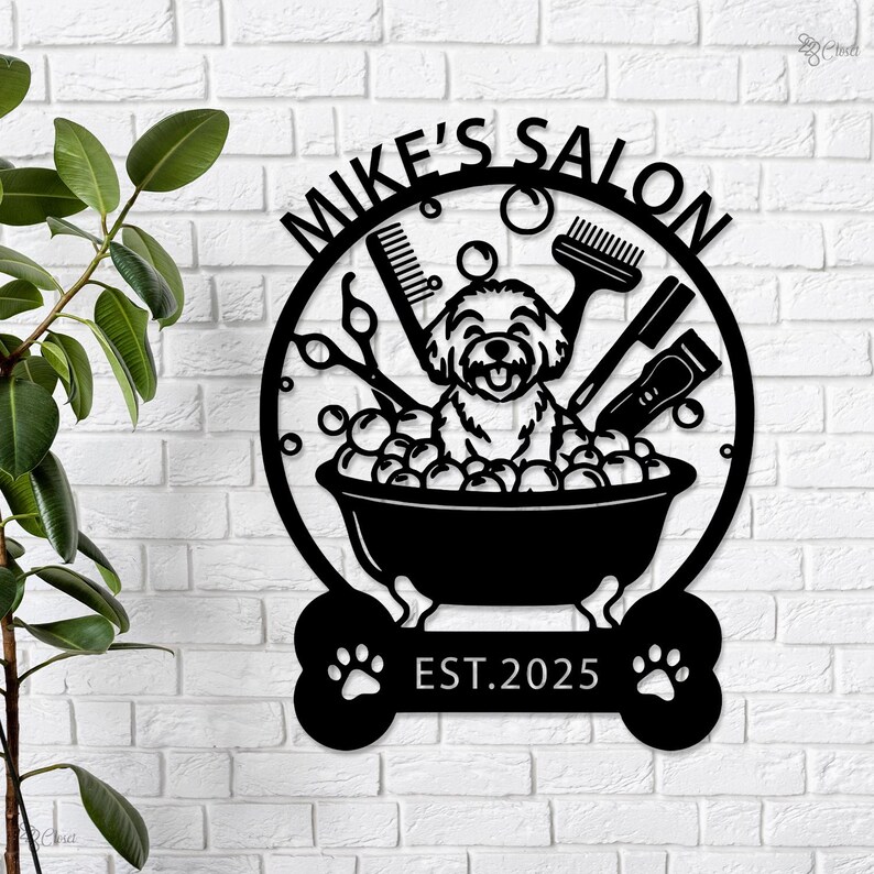 Custom Dog Grooming Metal Led Lights, Pet Grooming Sign, Personalized ...