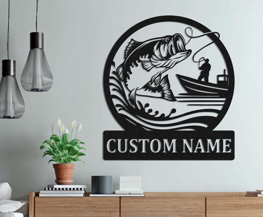 Personalized Largemouth Bass Fish Metal Sign Wall Art, Bass Fishing ...