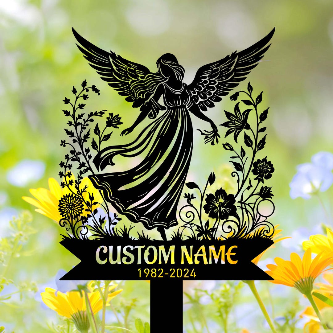 Personalized Angel Memorial Metal Stake,angel Grave Marker, Angel ...