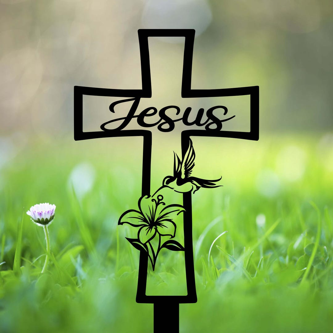 Custom Jesus Cross Garden Stake, Religious Metal Cross Sign ...