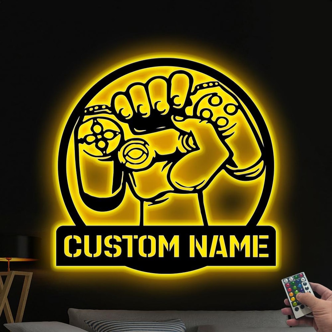 Custom Metal Gaming Sign Led Lights, Personalized Game Controller Sign ...