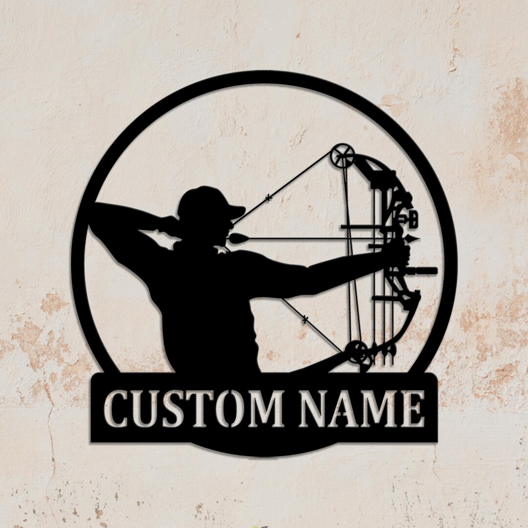 Personalized Archery Metal Wall Art, Archer Name Sign, Bow and Arrow ...