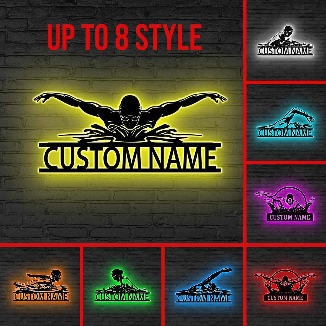 Custom Metal Breaststroke Swimming Led Sign, Swimming Gifts, Swimming ...